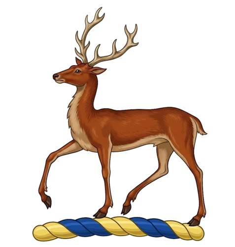 a stag (or buck/hart), typically depicted as trippant (walking with one ...